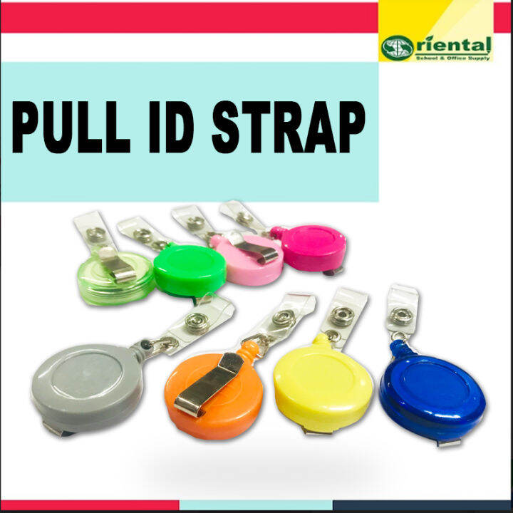ID Easy Pull Strap with Back Clip Solid Color Retractable Buckle Round ...