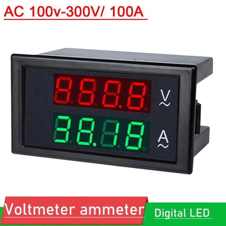 Ac 300v 100a Digital Led Voltmeter Ammeter Amp Volt Meter Voltage