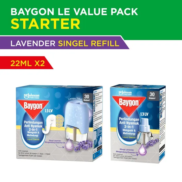 Baygon LE Economy pack Starter Lavender Singel refill | Lazada Indonesia