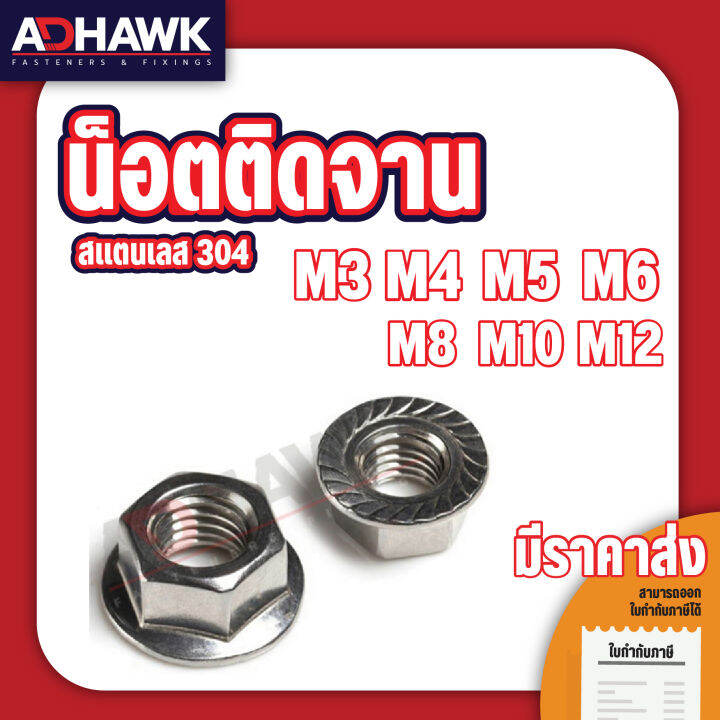 หัวน็อตติดแหวน หัวน็อตจาน สแตนเลส 304 M3, M4, M5, M6, M8, M10, M12 (เกลียวมิล) | Lazada.co.th