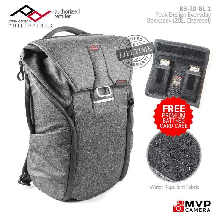 OFFICIAL PH Peak Design Everyday Backpack 20L CHARCOAL GREY BB-20-BL-1 MVP CAMERA | Lazada PH