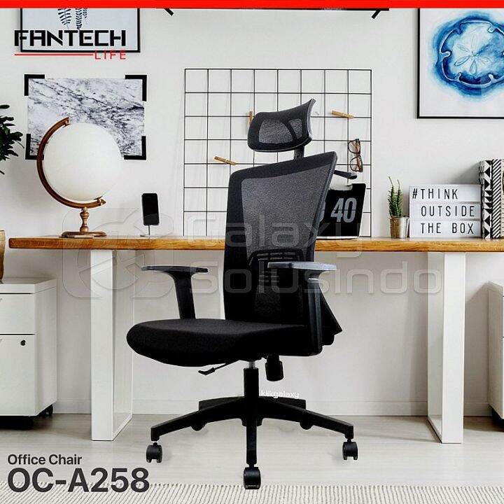 Fantech OCA258 Office Chair - Kursi Kantor Jaring Black | Lazada Indonesia