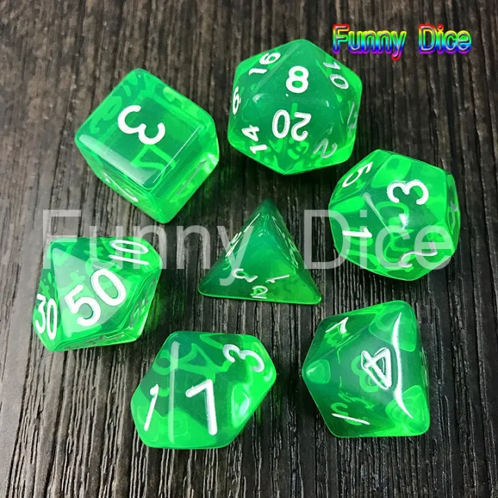 7pc/set Transparent Crystal Dice Set D4,d6,d8,d10,d10%,d12,d20 for ...