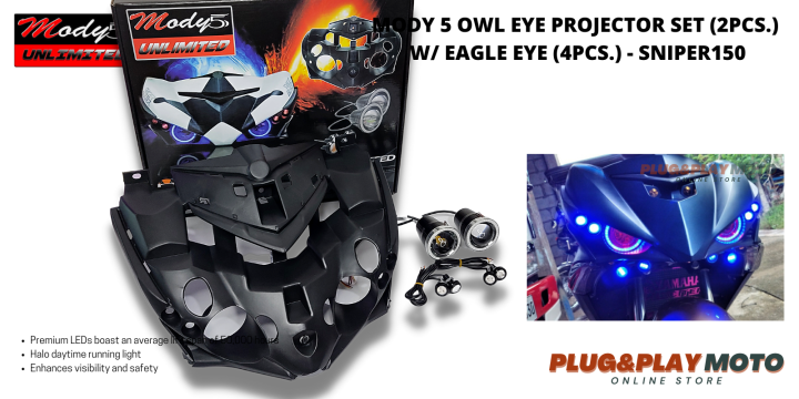 MODY5 YAMAHA SNIPER150 OWL EYE PROJECTOR SET (2PCS.) W/ EAGLE EYE (4PCS ...