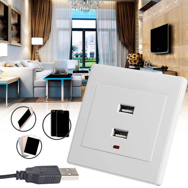 fangfang Dual USB Wall Socket Charger AC/DC Power Adapter Plug Outlet Plate Panel White | Lazada PH