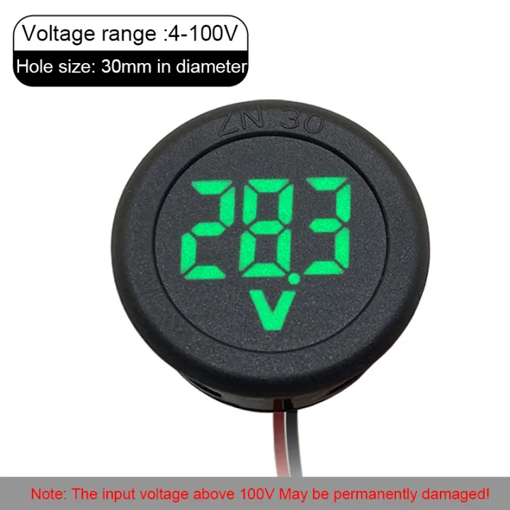 Digital Voltmeter Round DC 4-100V Volt Voltage Tester Meter Monitor ...