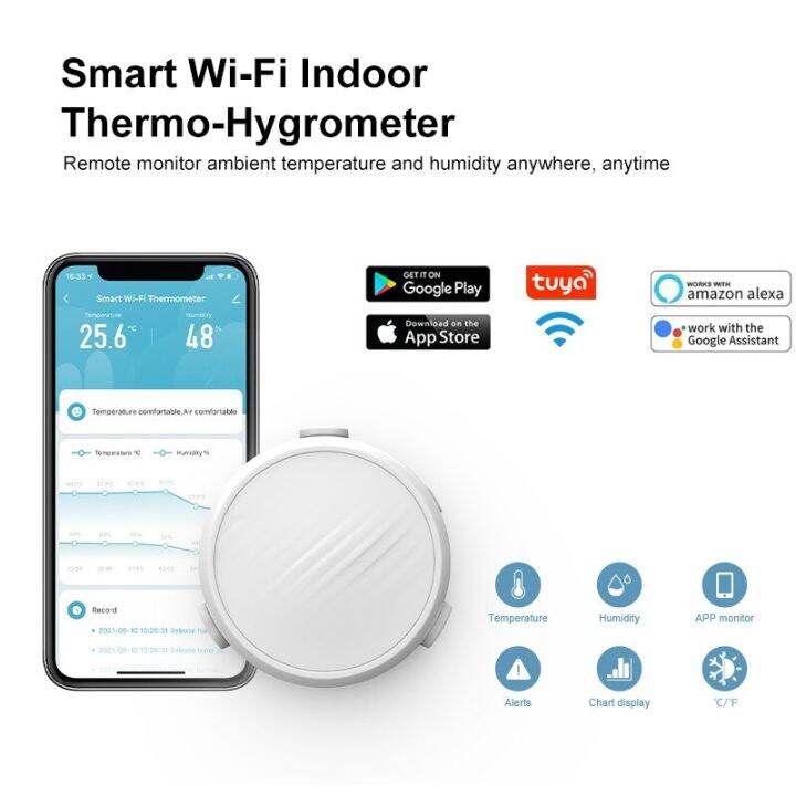 Tuya WiFi Temperature Humidity Sensor Data Logger Wireless Thermometer Hygrometer Remote Monitor ...