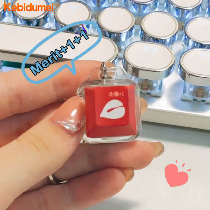 Kebidumei Creative Decompression Luminous Keyboard Keychain Merit+1 ...