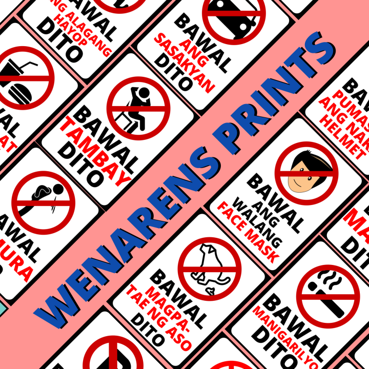 Bawal Signboard Tagalog Self-Adhesive Vinyl Sticker Signage Waterproof ...