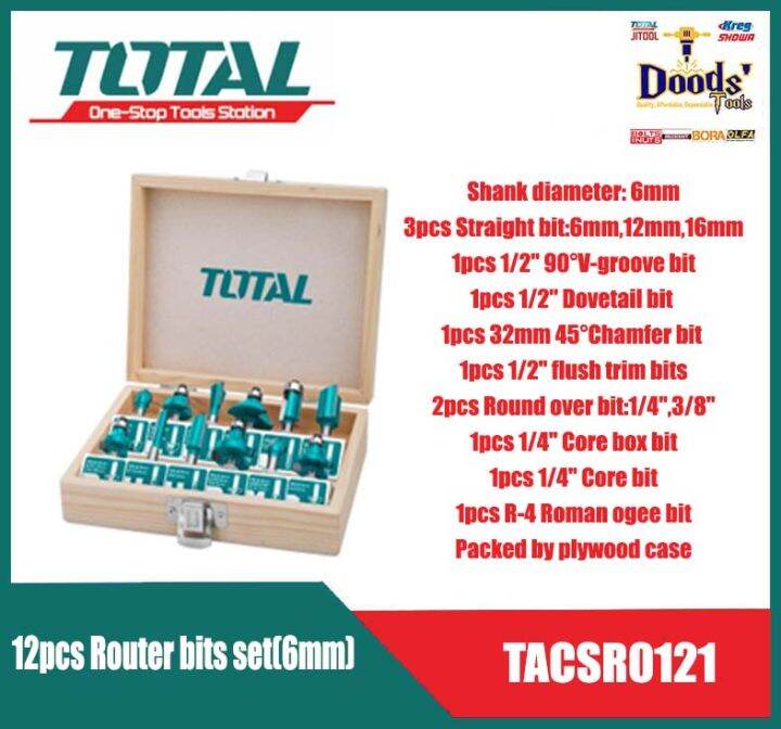 TOTAL 12 PCS ROUTER BITS 6MM TACSR0121 | Lazada PH