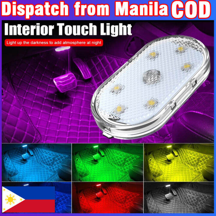 Car Magnetic LED Touch Lights Wireless Interior Light USB High ...