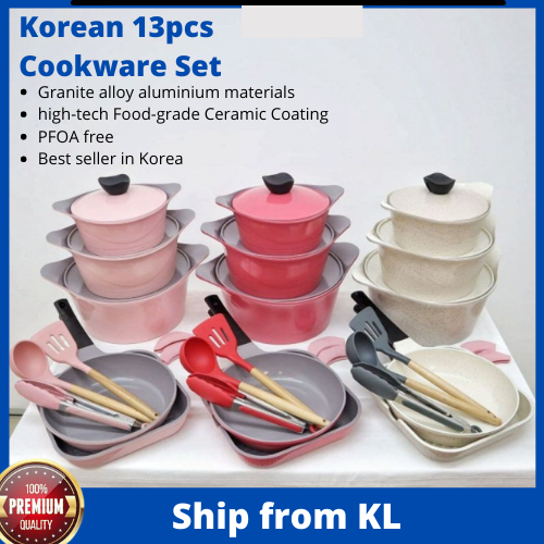 NEOFLAM Ecolon Ceramic 13pcs Set Korea Cooking Pots Cookware Non-Stick ...