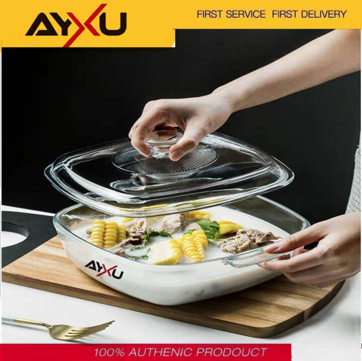 Ayxu Microwaveable Square Tempered Bakeware Glass Transparent with ...