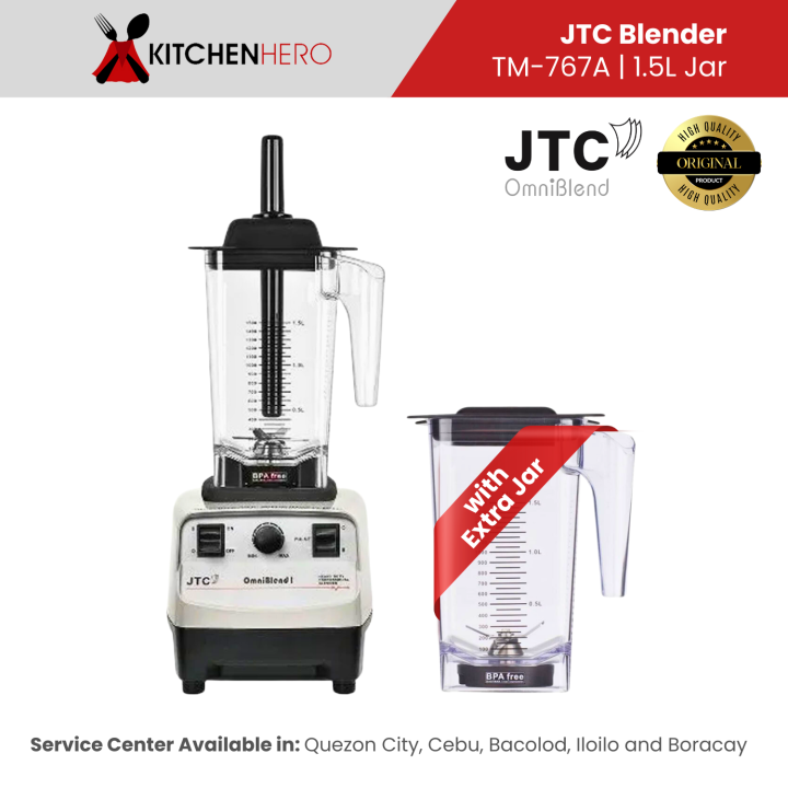 JTC TM-767A Omniblend 1 Heavy Duty Commercial Blender 1.5L (Grey) with Extra 1.5L Jar (1 year ...