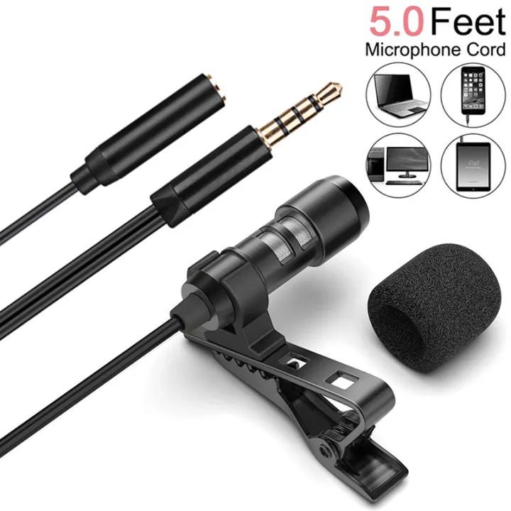 3.5mm Mini Microphone Condenser USB Lavalier Clip Professional ...