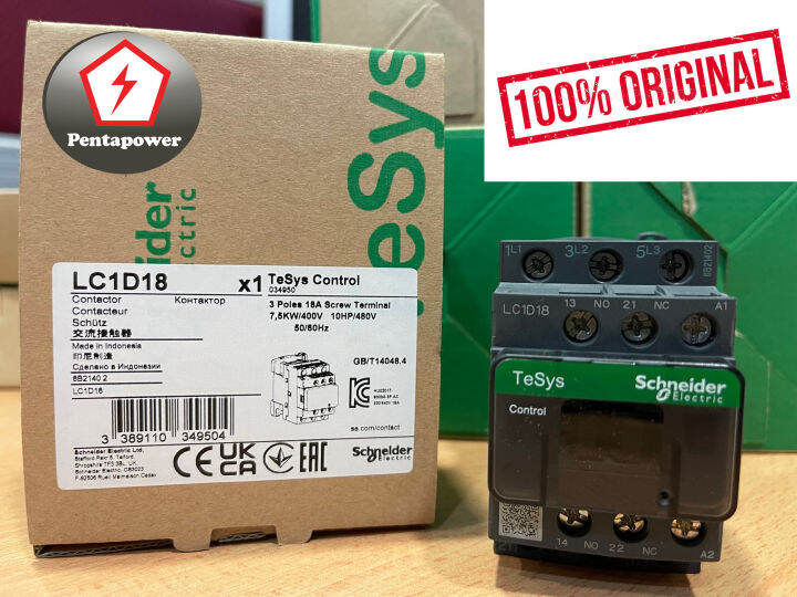 SCHNEIDER LC1D18 CONTACTOR 18AMP 3POLE (AC) LC1D18E7 LC1D18F7 LC1D18M7 ...