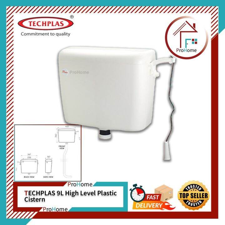 ProHome88 TECHPLAS 1104-HL 9 Liter High Level Cistern/ Tangki Tandas ...