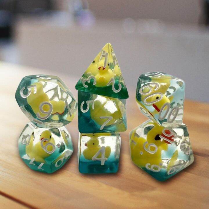 TONGQUDA 7Pcs/set Filled with Ducks Animal DND Dice D4 D6 D8 D10 D12 ...