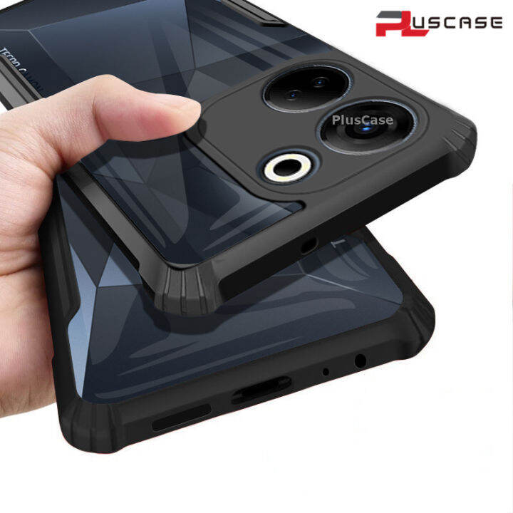 PlusCase for Tecno Camon 20 Pro 4G Case Air Cushion Hard Crystal Clear ...