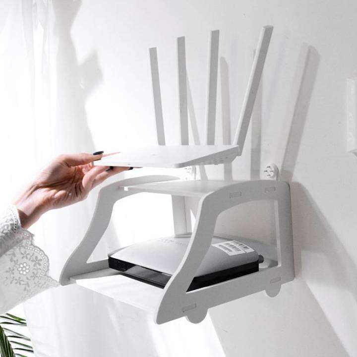 2-Shelf Wifi Router Rack Modem Storage Double Shelves 2 Layers Wall ...