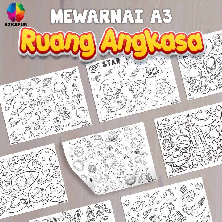Kertas Mewarnai A3 RUANG ANGKASA - Mewarnai astronour space | Lazada ...