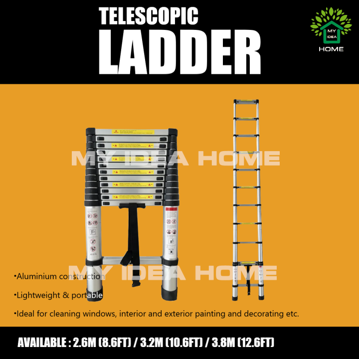 Telescopic Ladder folding aluminum ladder 2.6M/3.2M/3.8M foldable ...