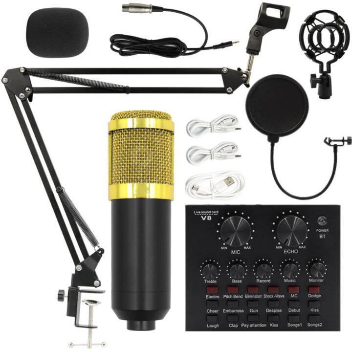 [Philippines Stock] BM800 condenser microphone microphone + V8 sound card cross-border anchor ...