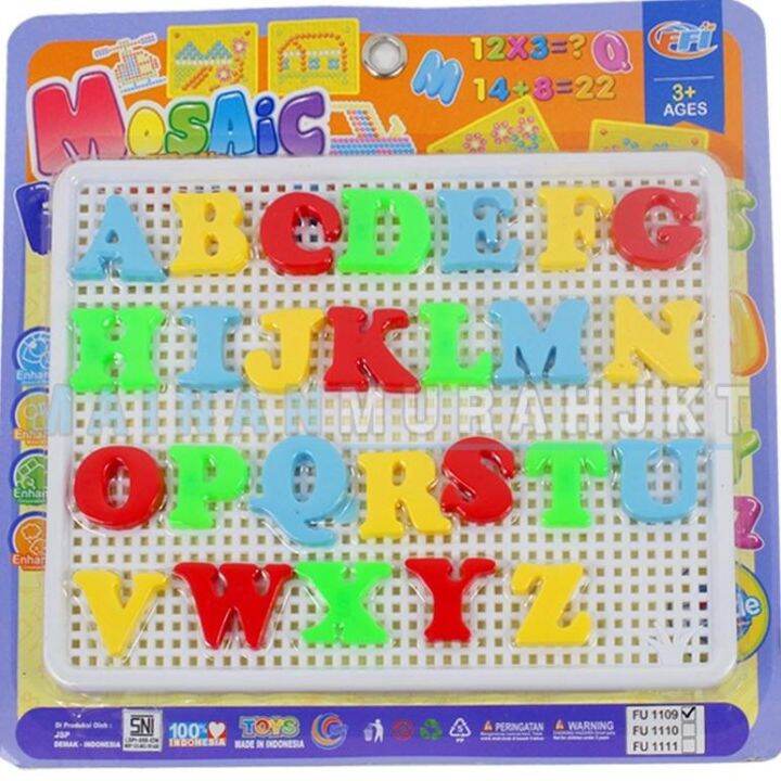 Mainan Edukasi Anak FU1109 Huruf Abjad Alphabet warna Mosaic Plastik ...