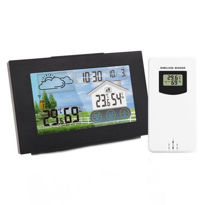 With Sensor Color Touch Screen Alarm Clock Wireless Weather Station ...