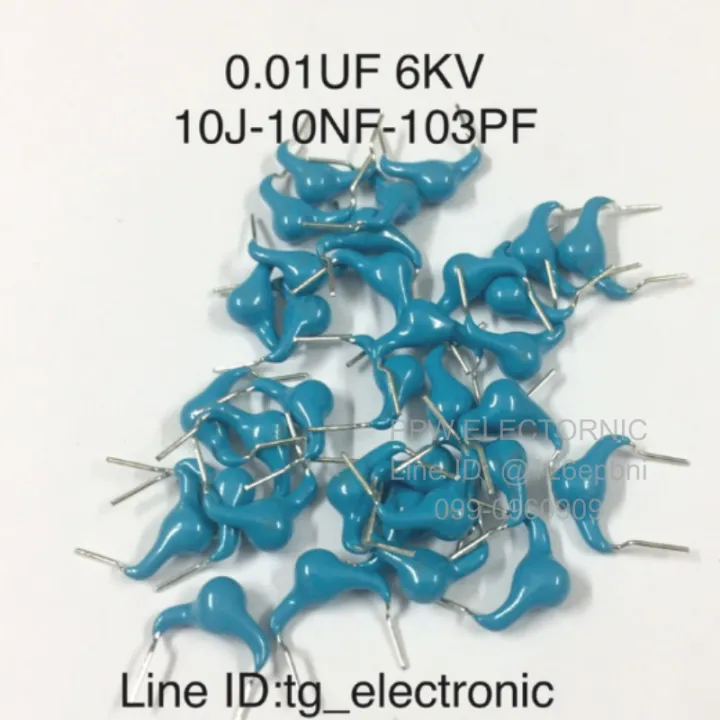 20ชิ้น 0.01UF 6KV 6000V 10J-10NF-103PF ขาห่าง 10mm. ค่าความผิดพลาด+-5% คาปาซิเตอร์ เซรามิก ตัว ...