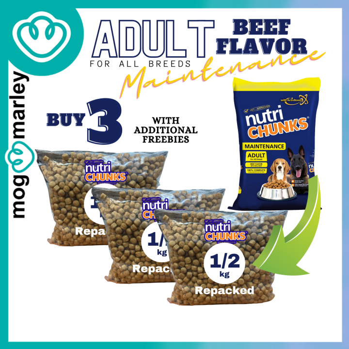 Buy 3 Bundle Nutri Chunks Maintenance Beef Flavor Adult for all breeds ...