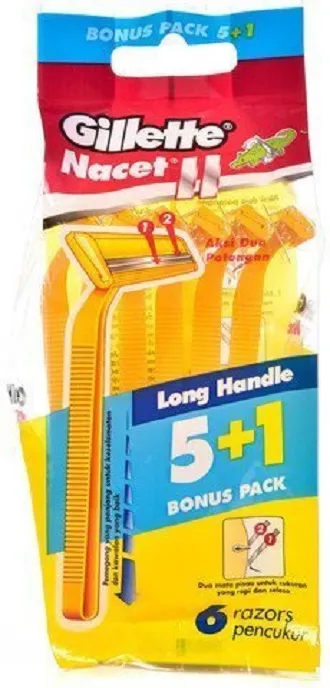 Gillette Nacet II 2 Long Handle Razors 5+1 Bonus Pack | Lazada