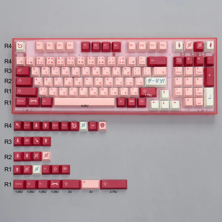 GMK Darling Momo 129 Key Cherry Profile DYE SUB PBT Keycaps Japanese ...