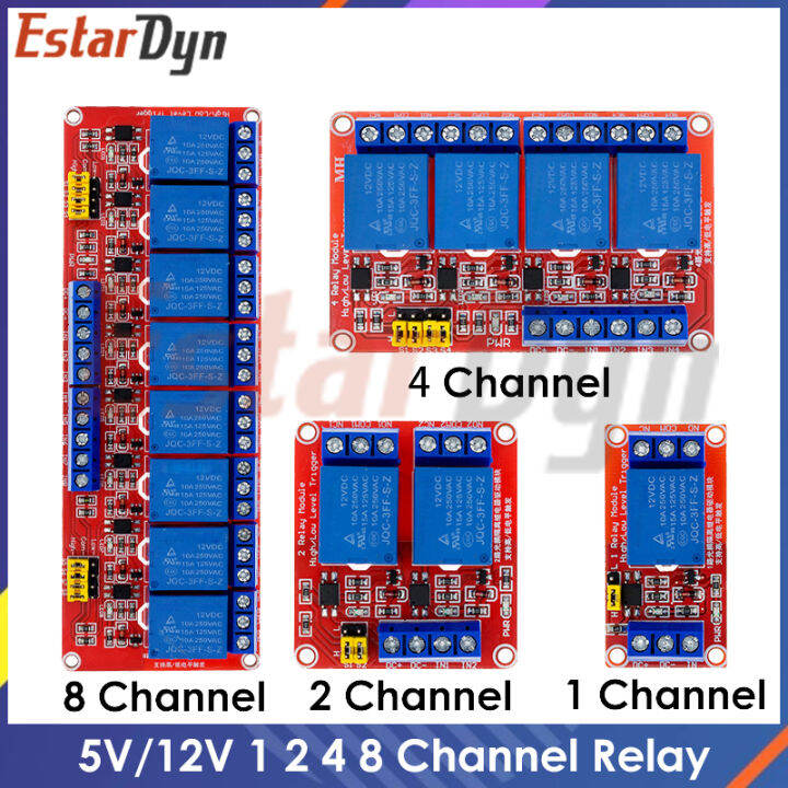 1 2 4 8 Channel 5V/12V Relay Module Board Shield with Optocoupler ...