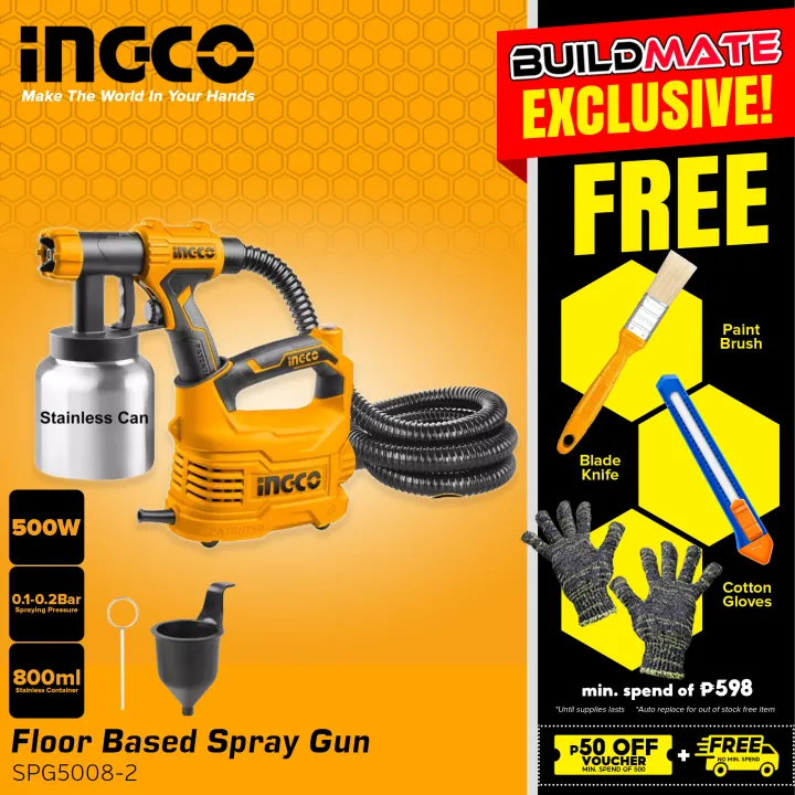 INGCO Floor Based Electric Paint Spray Gun Set STAINLESS CAN 500W ...
