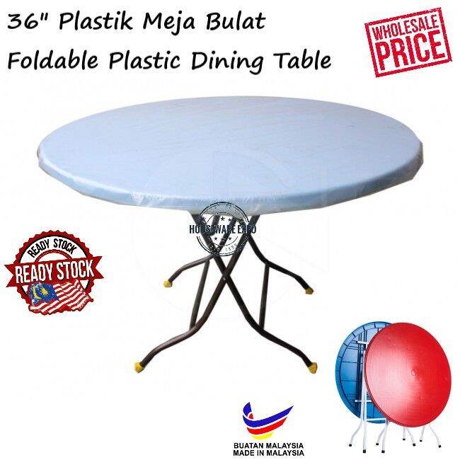 36" Meja Plastik Bulat Meja Pasar Malam Foldable Plastic Dining Table ...