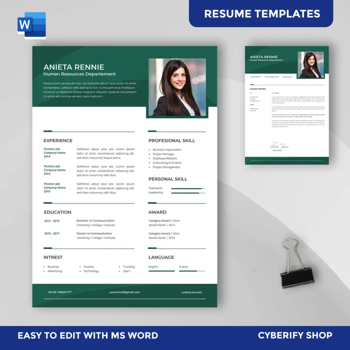 Resume Templates Design 5 (Easy to Edit with MS Word) | Lazada PH