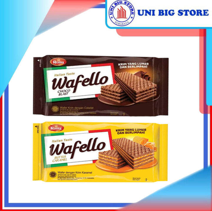 Wafello Wafer Butter Caramel 114 gr Choco Blast 117 gr Italian Taste ...