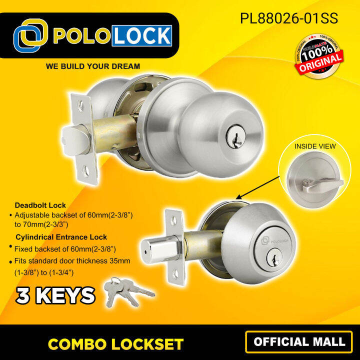 Pololock Combo Lockset Stainless Steel Doorknob And Single Deadbolt ...