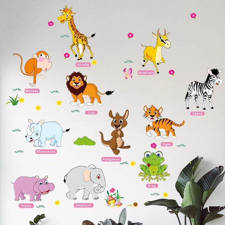 Wall Stickers for Room Kids Animals Wallpapers Cartoon Wall Decoration ...