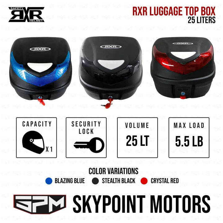 Motorcycle Compartment Box RXR PLAIN Rear Luggage Container Top Tail ...