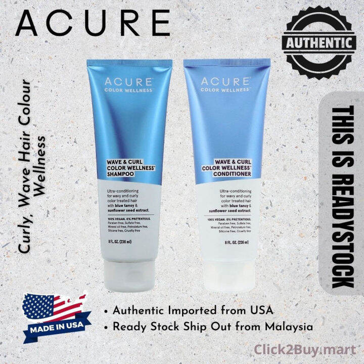 [Ready Stock] Curly Hair Shampoo Conditioner Acure Color Wellness | Lazada