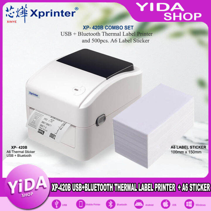 YiDA SHOP Xprinter XP-420B Airway Bill Printer with A6 Sticker paper included (USB+BLUETOOTH ...