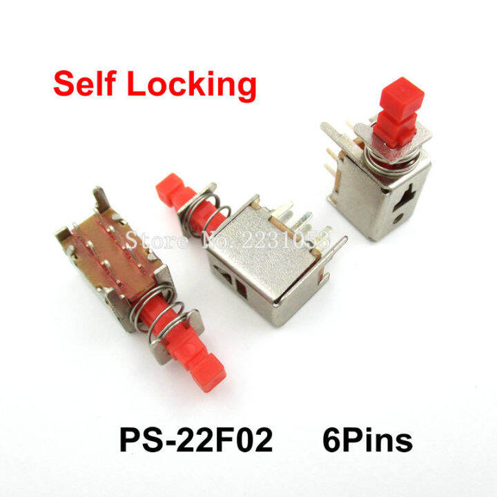 5pcs/lot Key Switch PS-22F02 6Pins Self Locking Switch Red Push Button Switches A03 New original ...