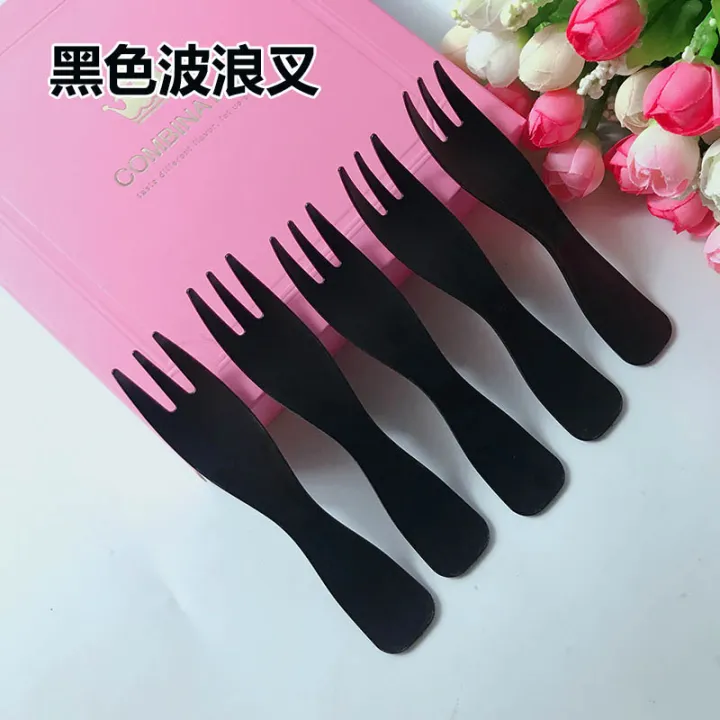 5 independent disposable plastic forks creative thickened wave trident ...