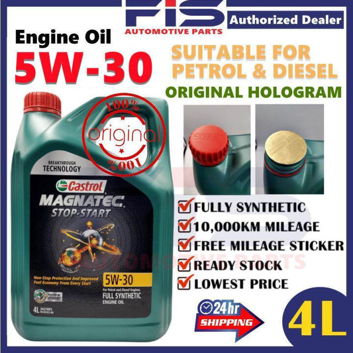 FIS Castrol Original Engine Oil Magnatec DUALOCK 5W-30 SN/CF ACEA A1/B1 4Liter Fully Synthetic ...