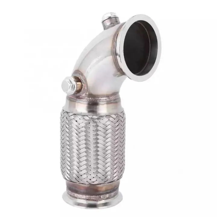 3in Steel V-Band to V Band Downpipe Low 90 Degree with W/Flex Bellow O2 ...