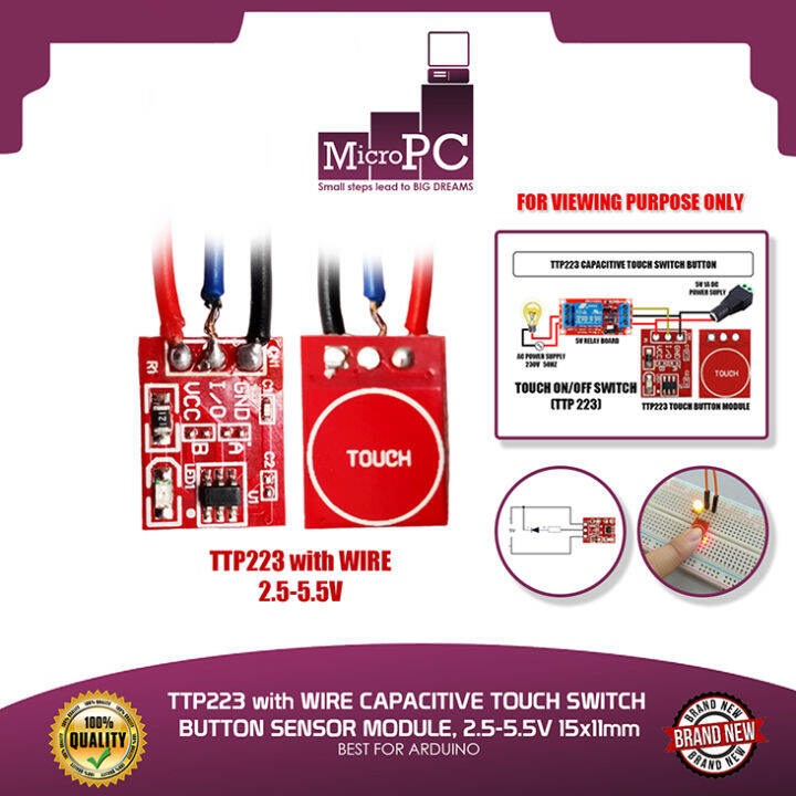 MICRO PC TTP223 with WIRE CAPACITIVE TOUCH SWITCH BUTTON SENSOR MODULE ...