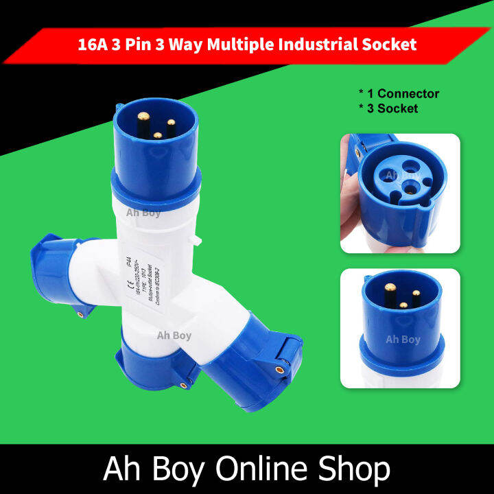 IP44 16A AMP 3 Pin 3Way Waterproof Industrial Core Socket 240V Multiple Outlet Socket For Wall ...