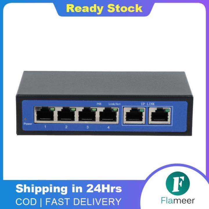 Flameer POE Switch Network 6-Port With 4-Port PoE 10/100Mbps Power Over ...